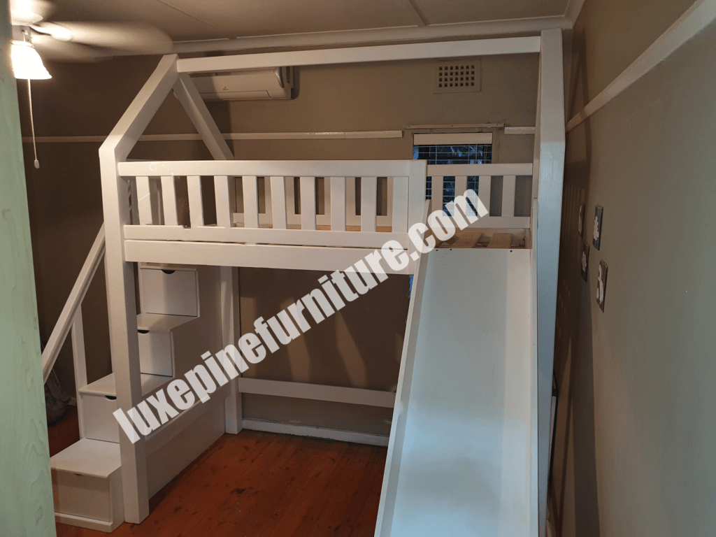 House Beds With Slide And Staircase - Luxe Pine Furniture